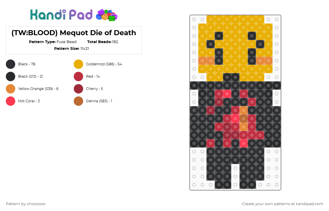 (TW:BLOOD) Mequot Die of Death Fuse Bead Pattern - Kandi Pad | Kandi ...