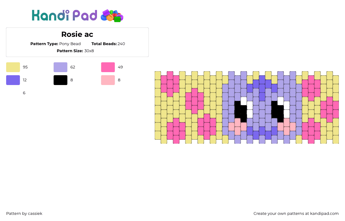 Rosie ac Pony Bead Pattern - Kandi Pad | Kandi Patterns, Fuse Bead ...