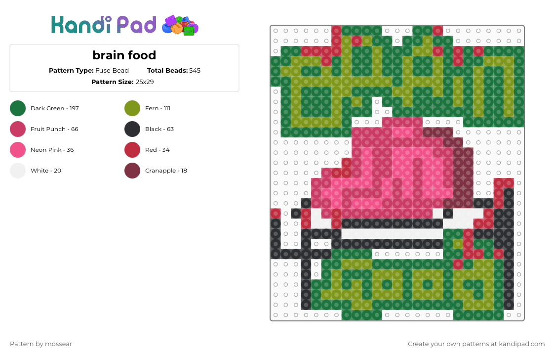 Brain food Fuse Bead Pattern - Kandi Pad | Kandi Patterns, Fuse Bead ...