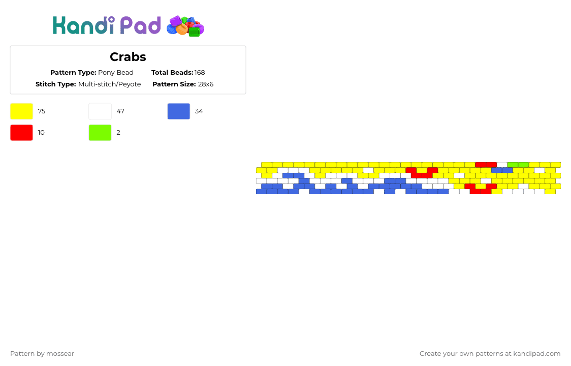 Crabs Pony Bead Pattern - Kandi Pad | Kandi Patterns, Fuse Bead ...