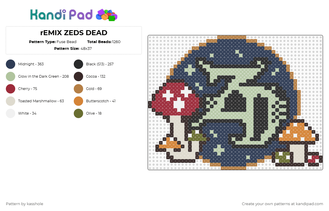 REMIX ZEDS DEAD Fuse Bead Pattern - Kandi Pad | Kandi Patterns, Fuse ...