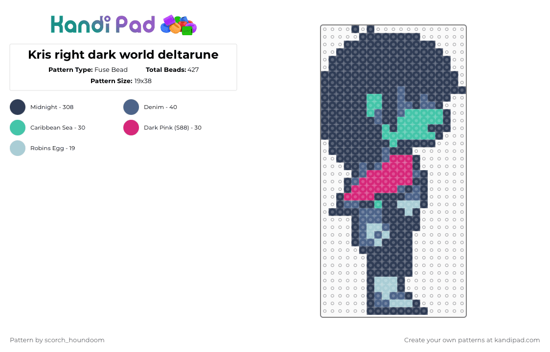 Kris right dark world deltarune Fuse Bead Pattern - Kandi Pad | Kandi ...