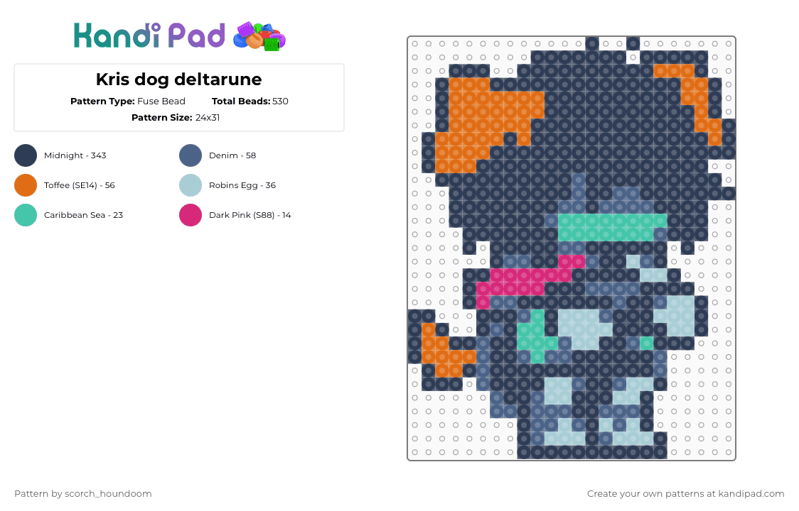 Kris dog deltarune Fuse Bead Pattern - Kandi Pad | Kandi Patterns, Fuse ...