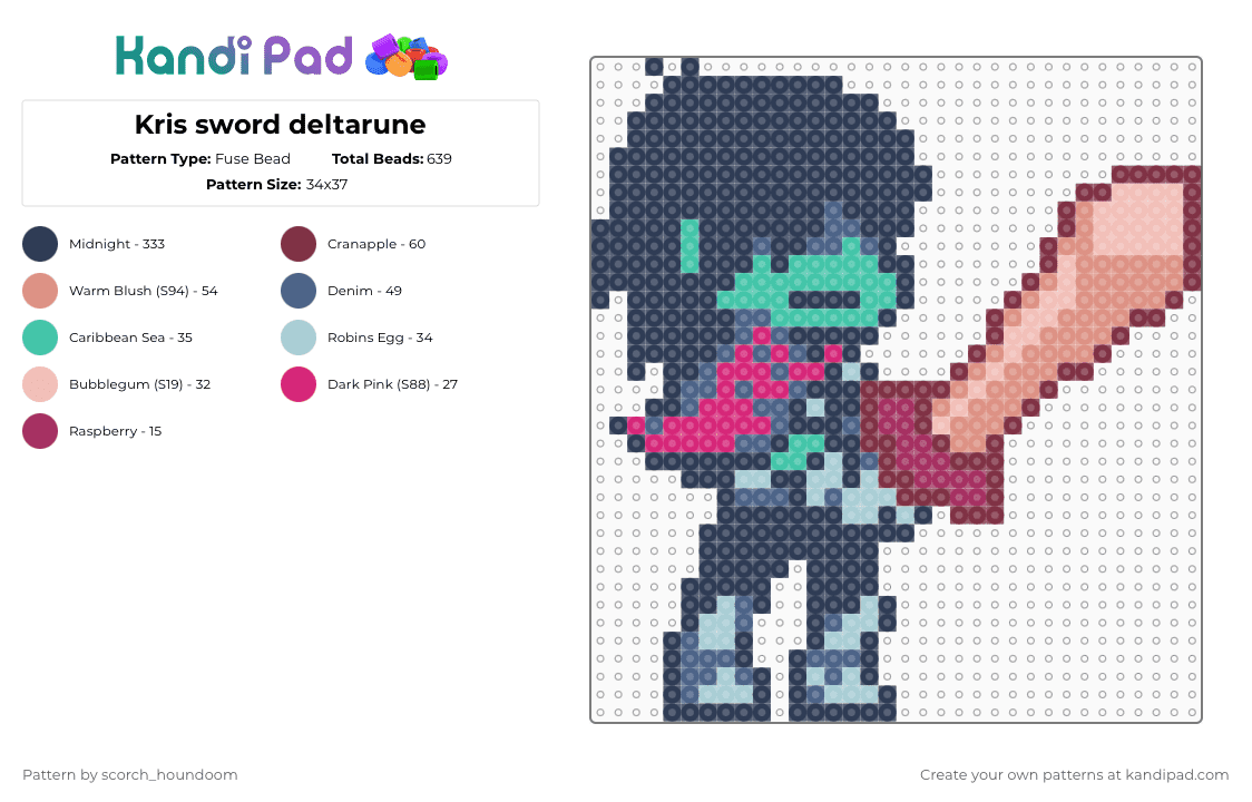 Kris sword deltarune Fuse Bead Pattern - Kandi Pad | Kandi Patterns ...