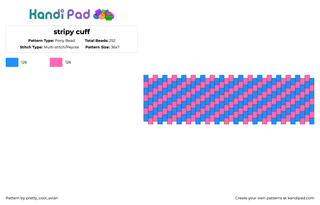 Stripy cuff Pony Bead Pattern - Kandi Pad | Kandi Patterns, Fuse Bead ...