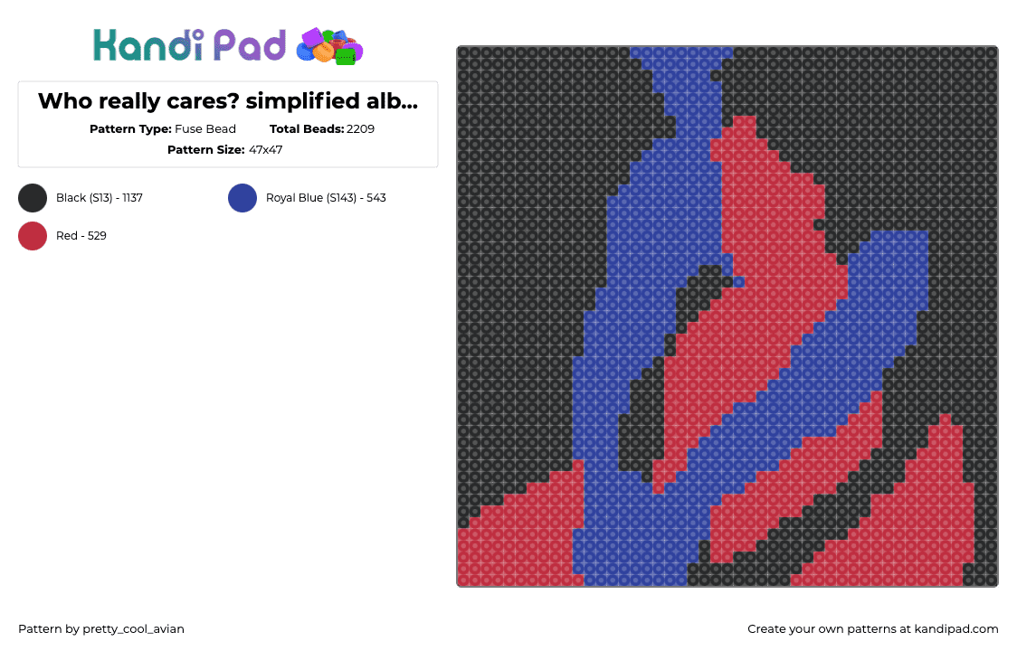 Who really cares? simplified album cover Fuse Bead Pattern - Kandi Pad ...