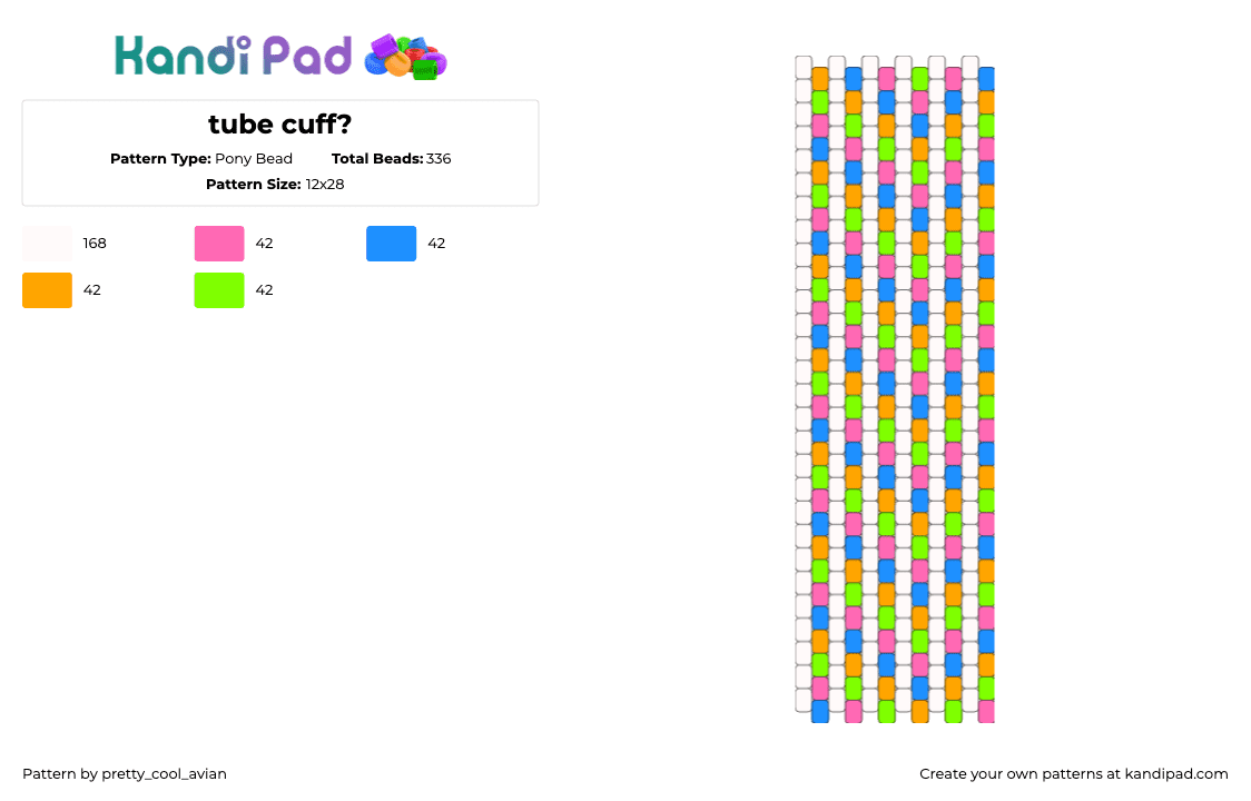 Tube cuff? Pony Bead Pattern - Kandi Pad | Kandi Patterns, Fuse Bead ...