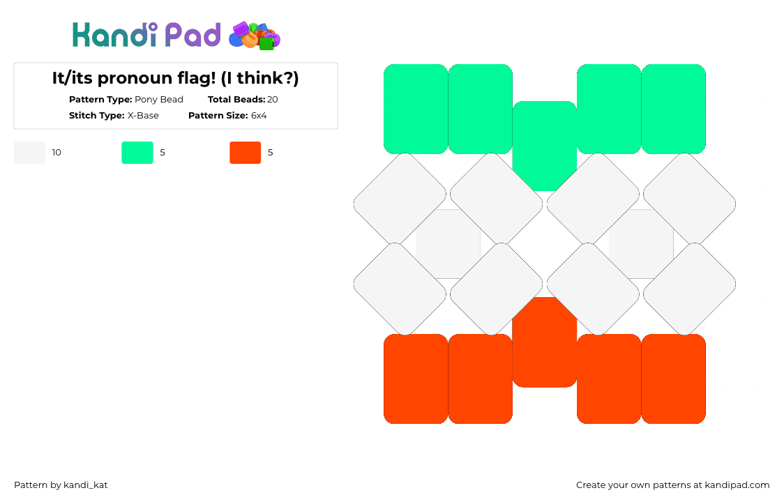 It/its pronoun flag! (I think?) Pony Bead Pattern - Kandi Pad | Kandi ...