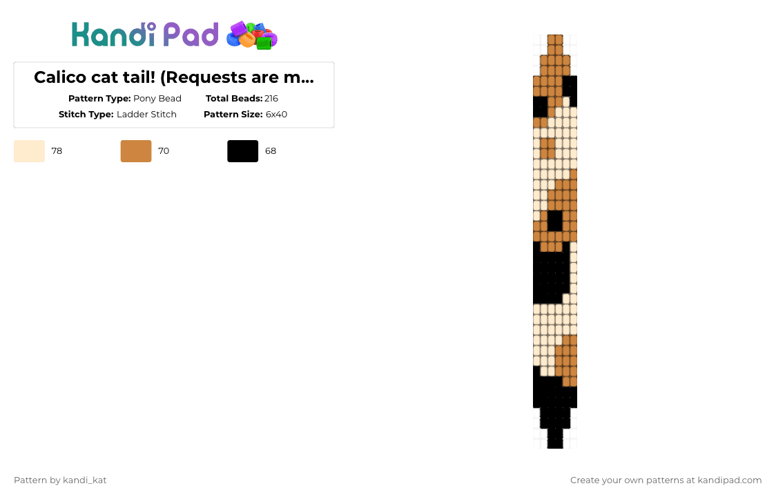 Calico cat tail! (Requests are made!) Pony Bead Pattern - Kandi Pad ...