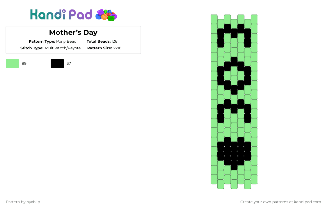 Mother’s Day Pony Bead Pattern - Kandi Pad | Kandi Patterns, Fuse Bead ...