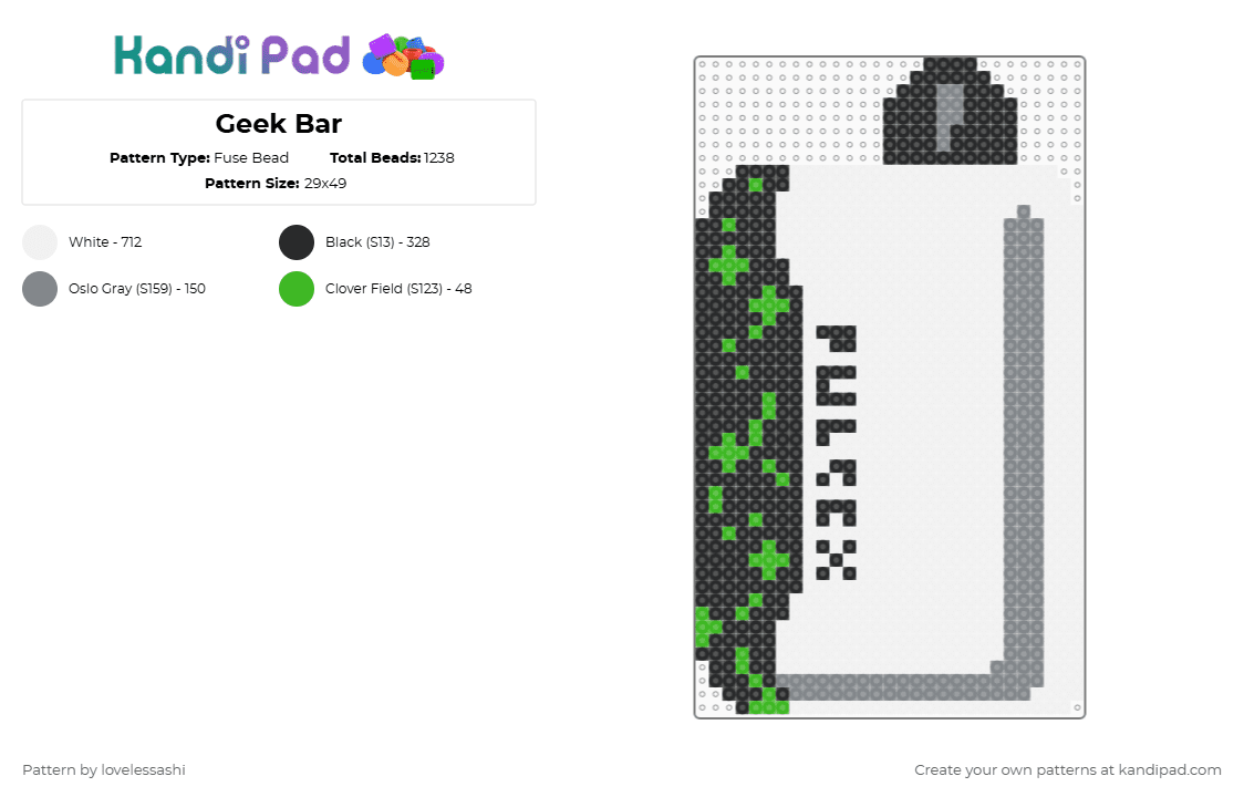 Geek Bar Fuse Bead Pattern - Kandi Pad | Kandi Patterns, Fuse Bead ...