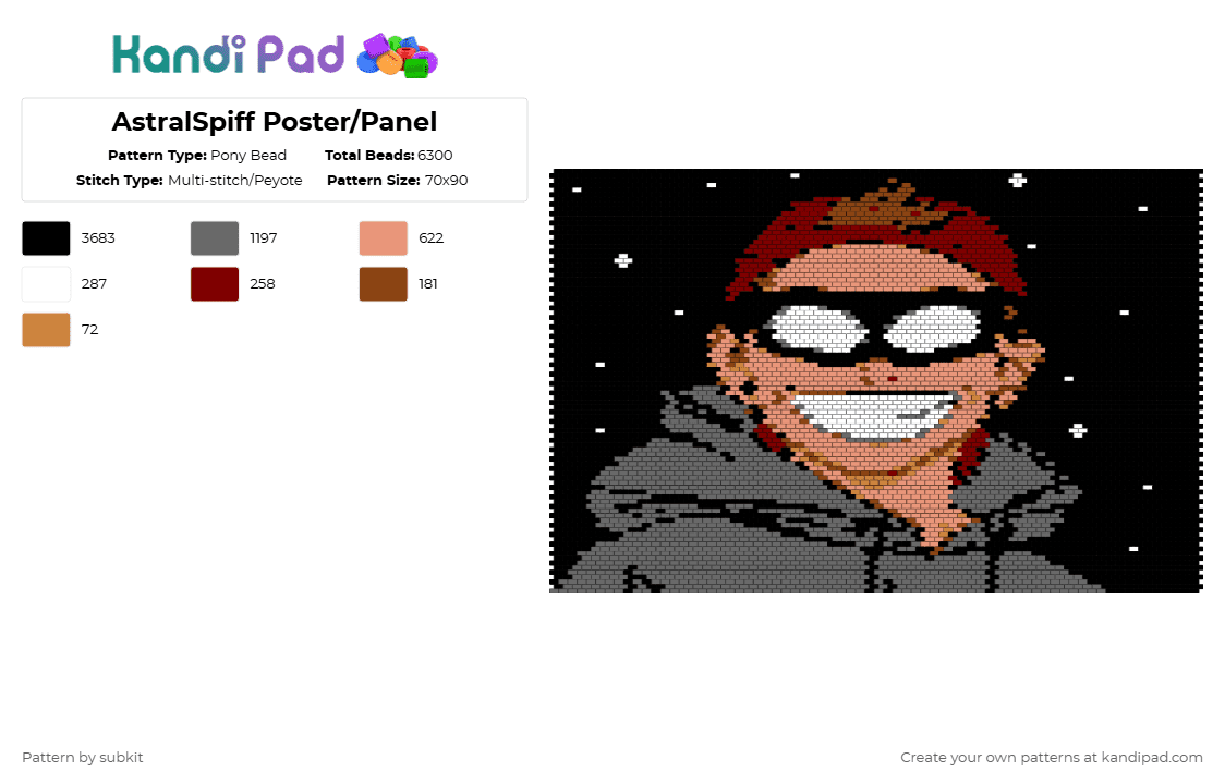 AstralSpiff Poster/Panel Pony Bead Pattern - Kandi Pad | Kandi Patterns ...