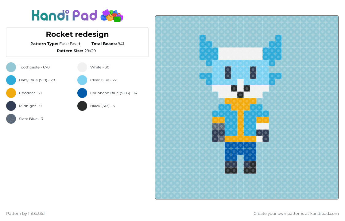 Rocket redesign Fuse Bead Pattern - Kandi Pad | Kandi Patterns, Fuse ...