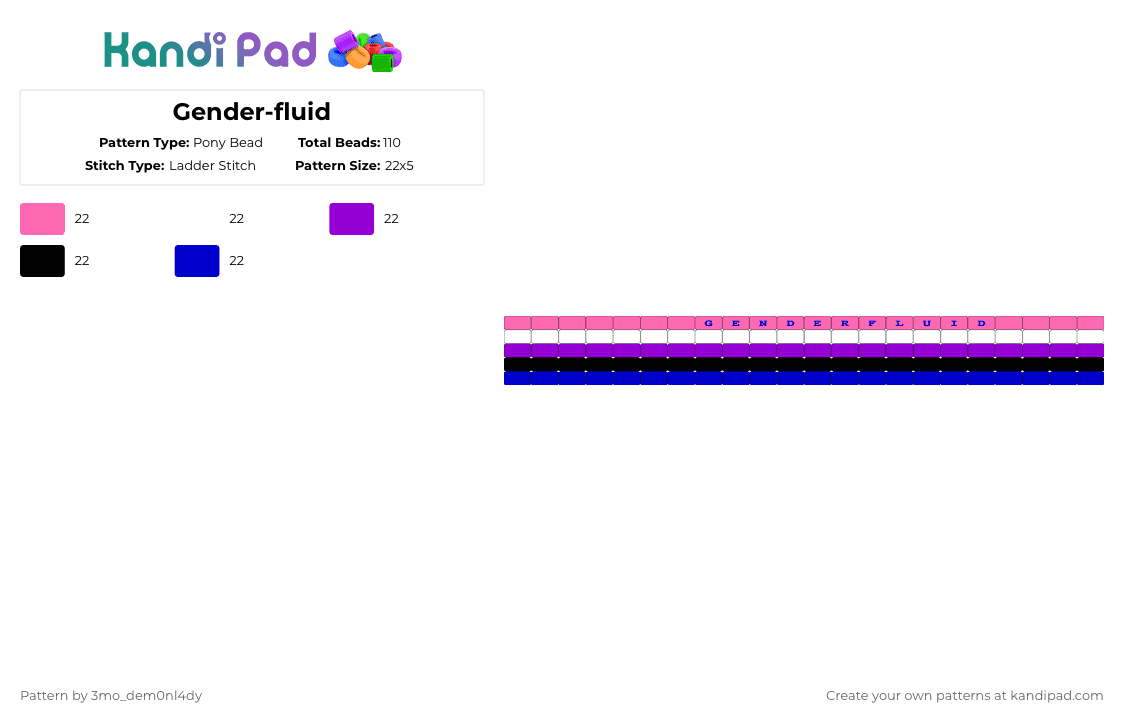 Gender-fluid Pony Bead Pattern - Kandi Pad | Kandi Patterns, Fuse Bead ...