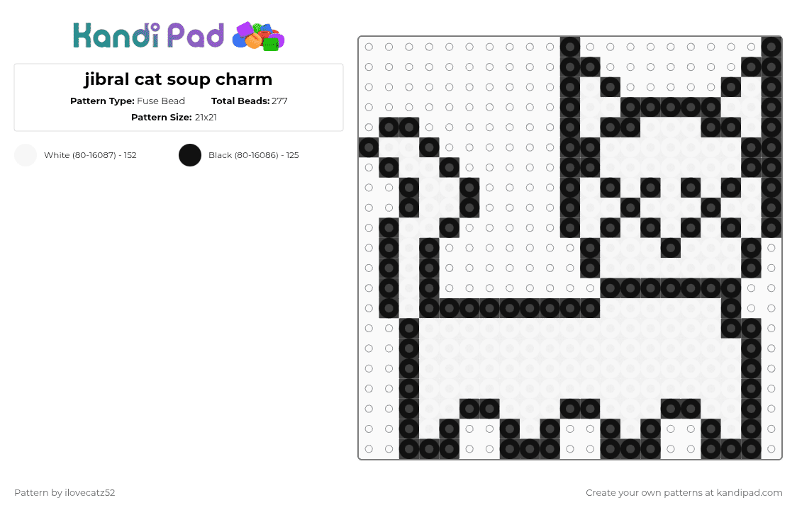 Jibral cat soup charm Fuse Bead Pattern - Kandi Pad | Kandi Patterns ...