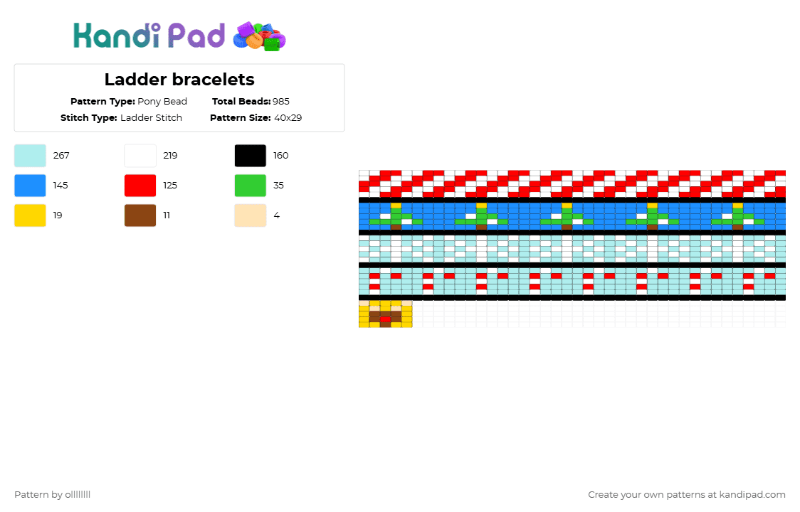 Ladder bracelets Pony Bead Pattern - Kandi Pad | Kandi Patterns, Fuse ...