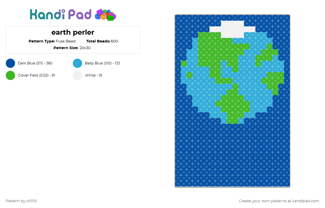 Earth perler Fuse Bead Pattern - Kandi Pad | Kandi Patterns, Fuse Bead ...