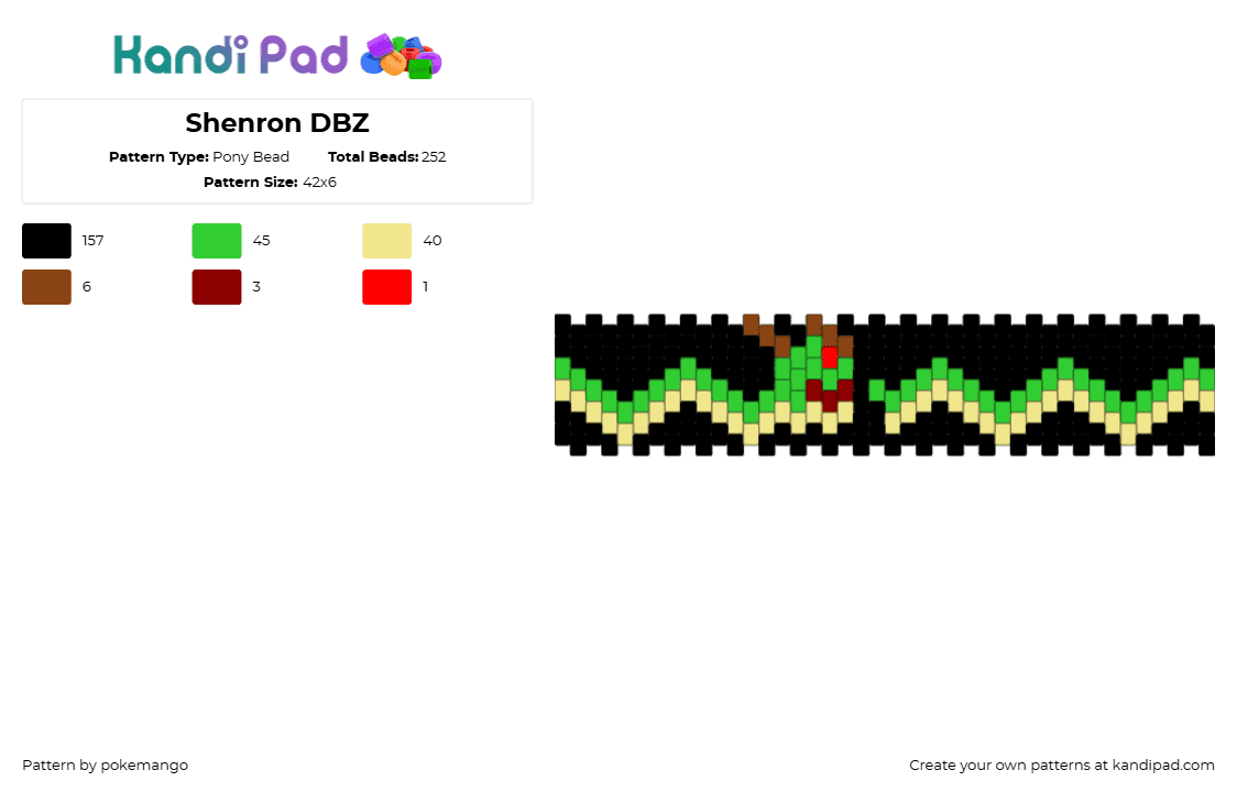 Shenron DBZ Pony Bead Pattern - Kandi Pad | Kandi Patterns, Fuse Bead ...