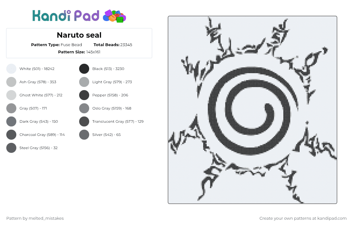 Naruto seal Fuse Bead Pattern - Kandi Pad | Kandi Patterns, Fuse Bead ...