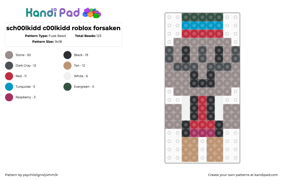 Sch00lkidd c00lkidd roblox forsaken Fuse Bead Pattern - Kandi Pad ...