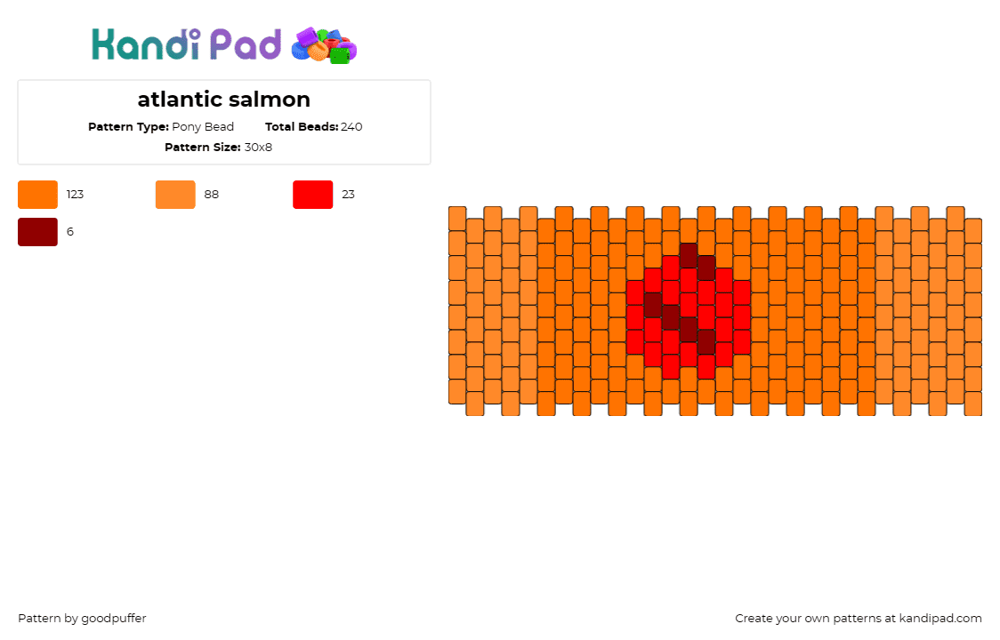 Atlantic salmon Pony Bead Pattern - Kandi Pad | Kandi Patterns, Fuse ...