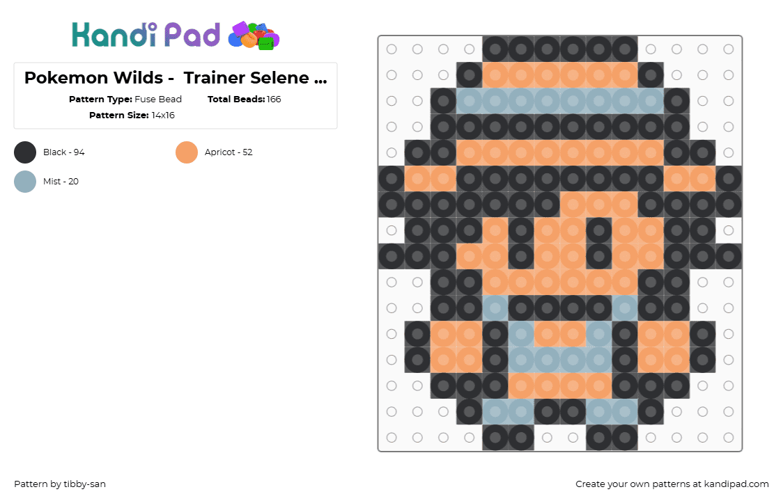 Pokemon Wilds - Trainer Selene USUM Fuse Bead Pattern - Kandi Pad ...
