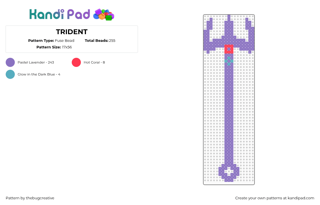 TRIDENT Fuse Bead Pattern - Kandi Pad | Kandi Patterns, Fuse Bead ...