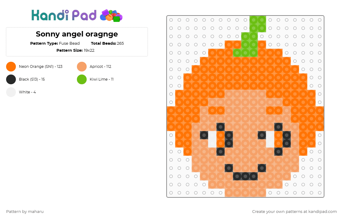 Sonny angel oragnge Fuse Bead Pattern - Kandi Pad | Kandi Patterns ...