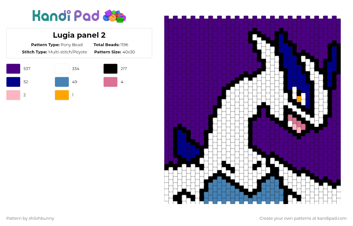 Lugia panel 2 Pony Bead Pattern - Kandi Pad | Kandi Patterns, Fuse Bead ...