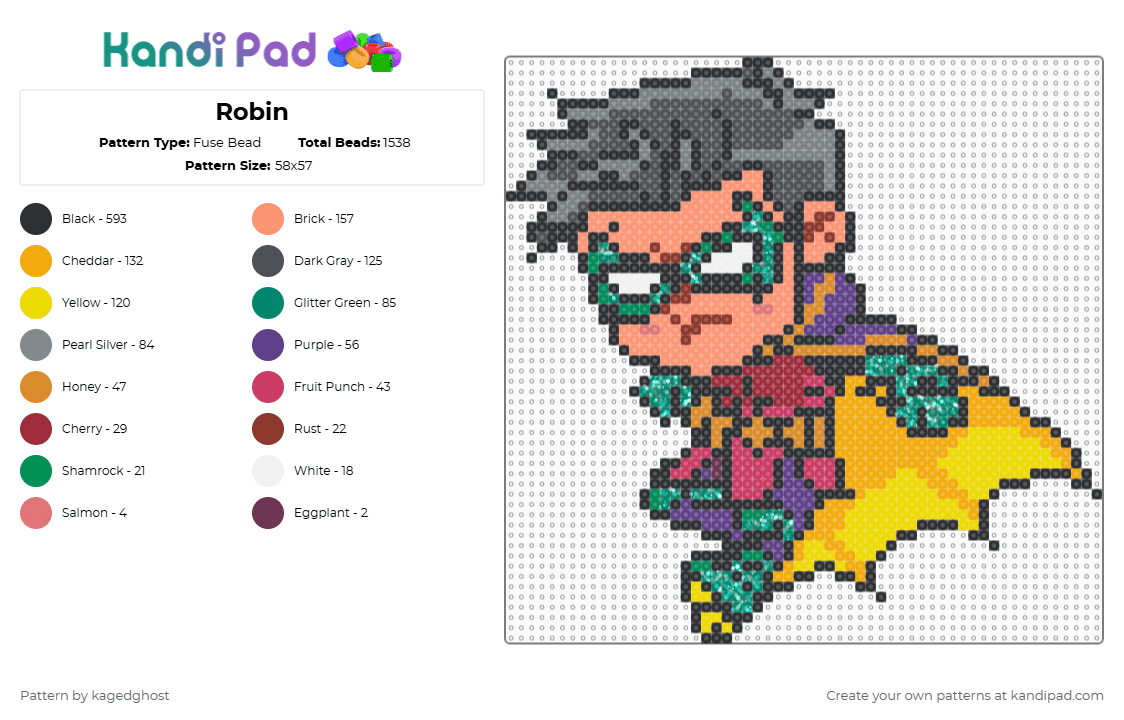 Robin Fuse Bead Pattern - Kandi Pad | Kandi Patterns, Fuse Bead ...