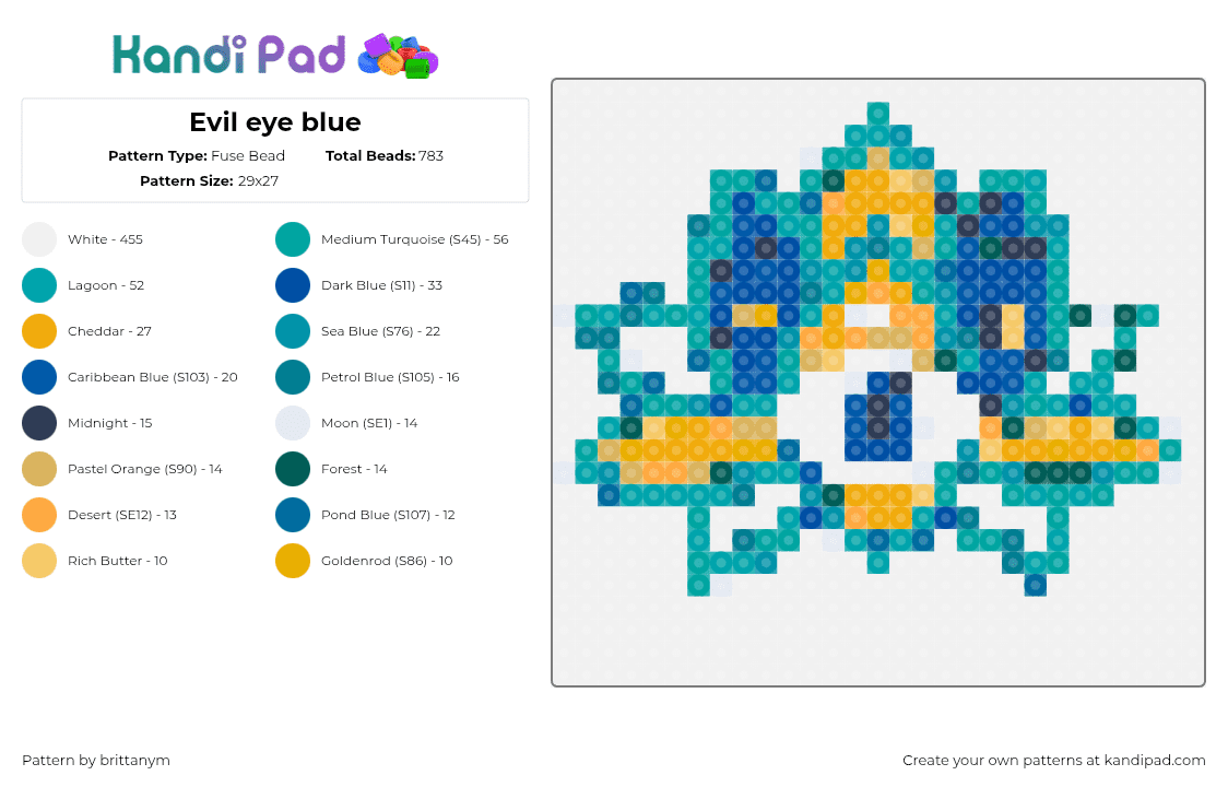 Evil eye blue Fuse Bead Pattern - Kandi Pad | Kandi Patterns, Fuse Bead ...