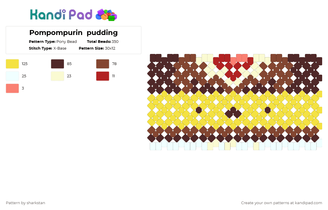 Pompompurin pudding Pony Bead Pattern - Kandi Pad | Kandi Patterns ...