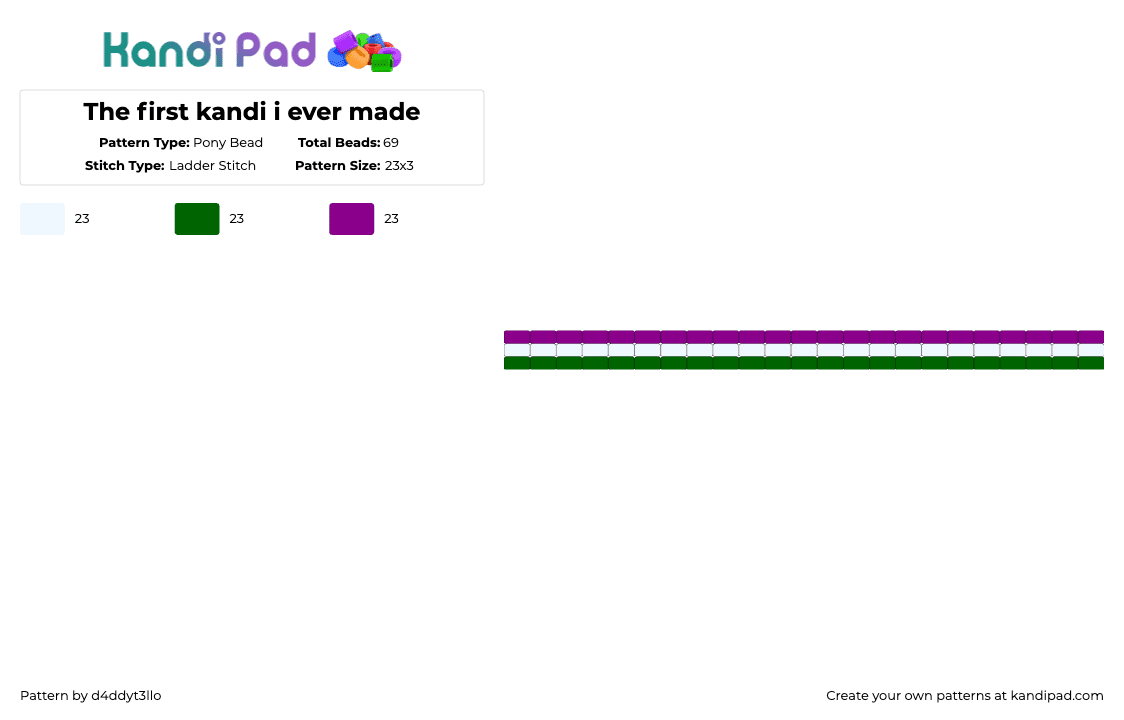 The first kandi i ever made Pony Bead Pattern - Kandi Pad | Kandi ...