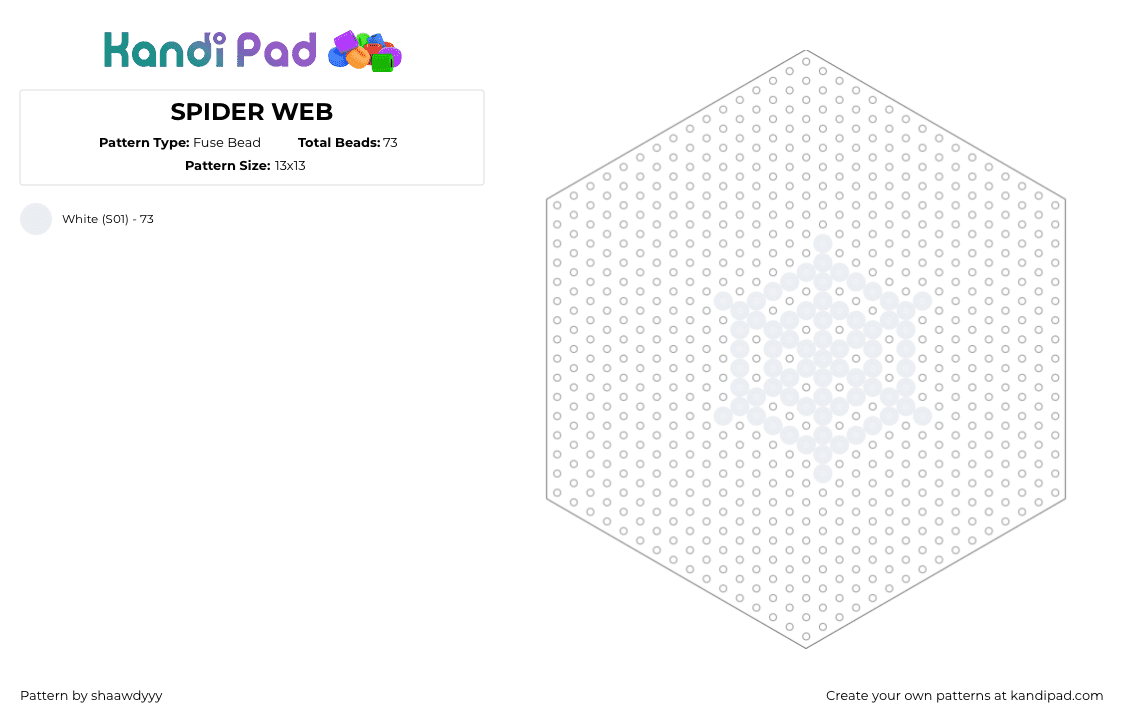 SPIDER WEB Fuse Bead Pattern - Kandi Pad | Kandi Patterns, Fuse Bead ...
