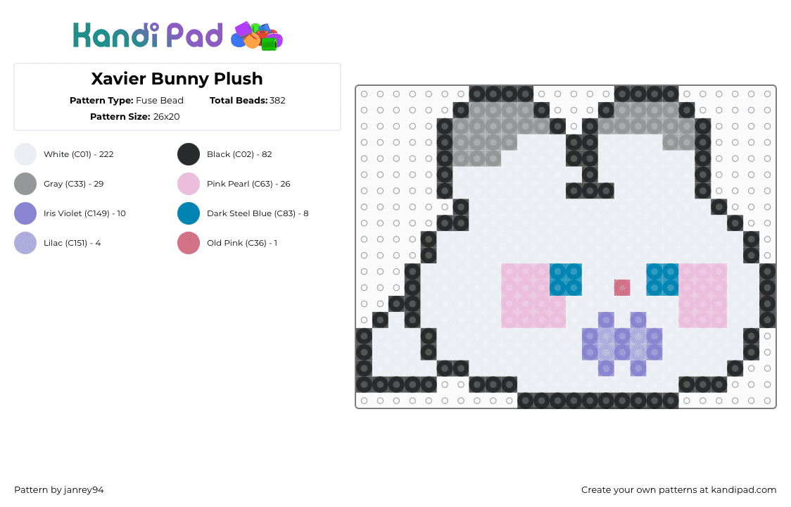 Bunbun Fuse Bead Pattern - Kandi Pad | Kandi Patterns, Fuse Bead ...