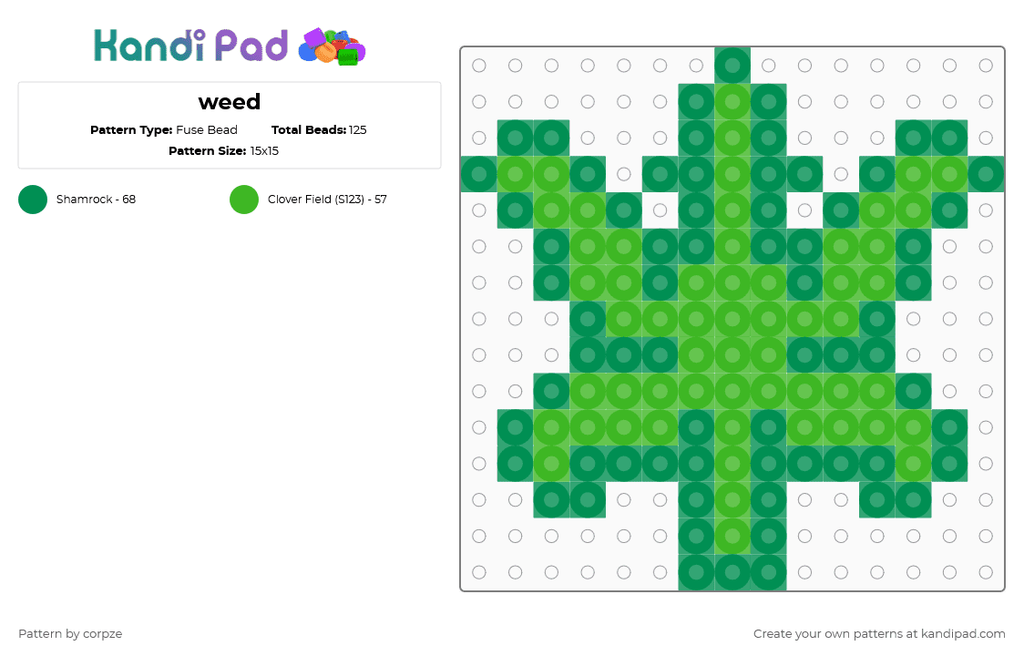 Weed Fuse Bead Pattern - Kandi Pad | Kandi Patterns, Fuse Bead Patterns ...