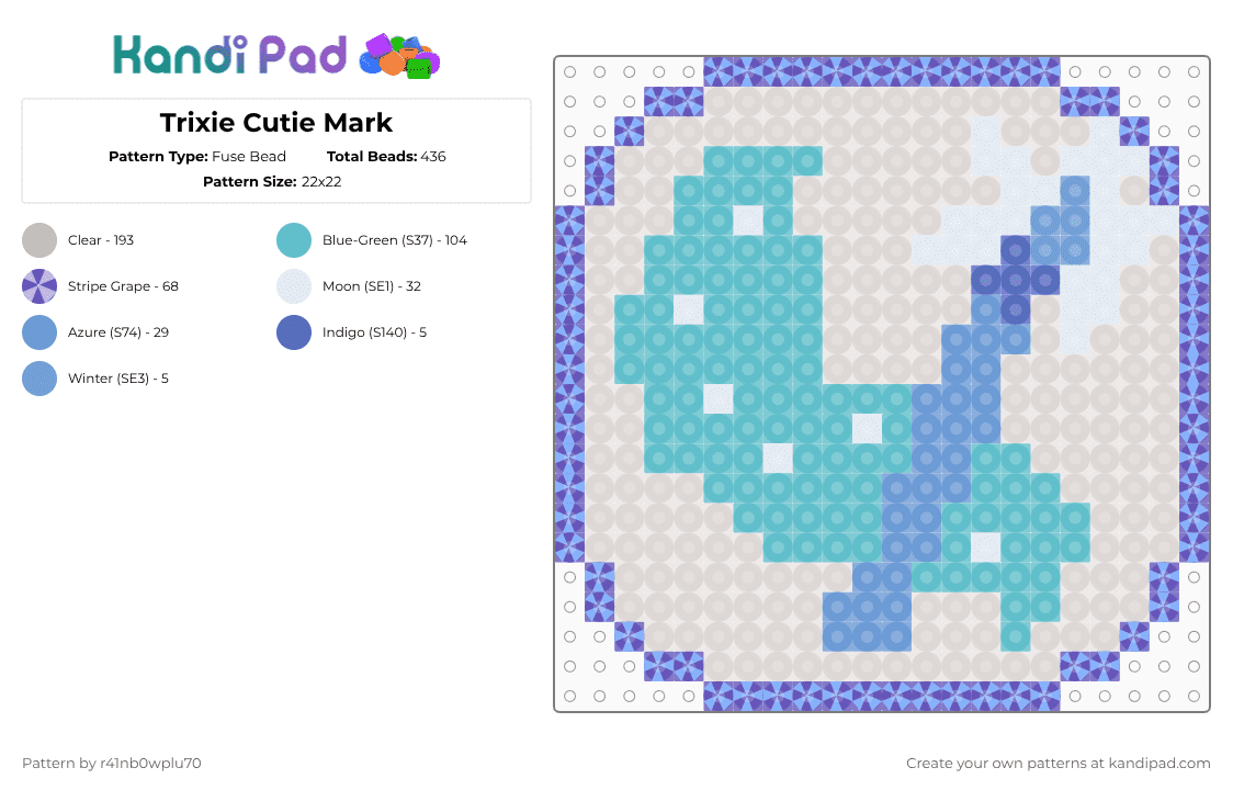 Trixie Cutie Mark Fuse Bead Pattern - Kandi Pad | Kandi Patterns, Fuse ...