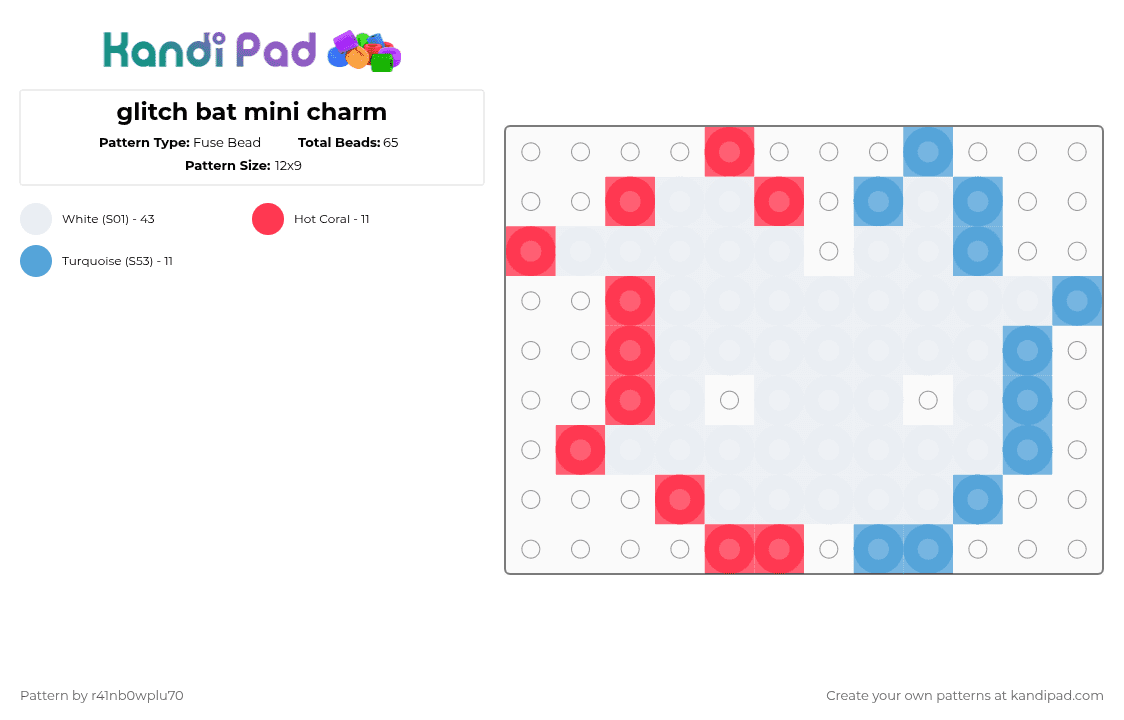 Glitch bat mini charm Fuse Bead Pattern - Kandi Pad | Kandi Patterns ...
