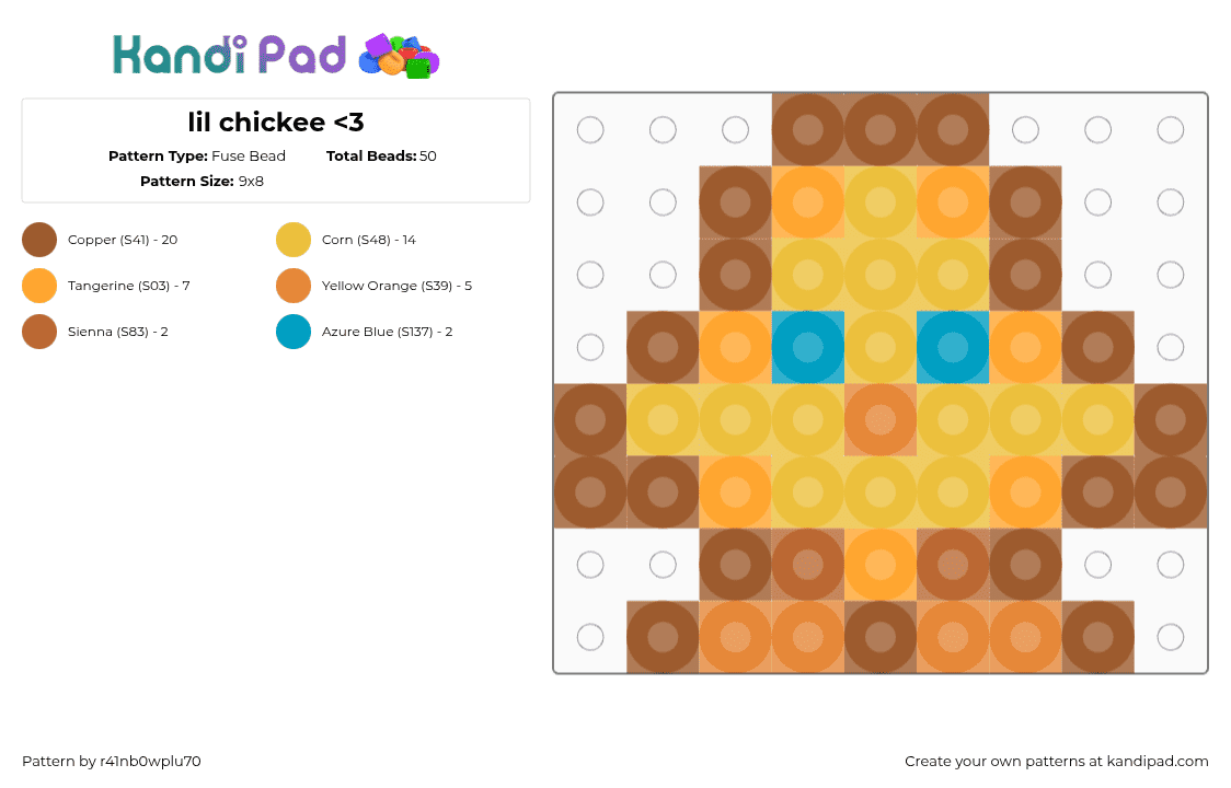 Lil chickee Fuse Bead Pattern - Kandi Pad | Kandi Patterns, Fuse Bead ...