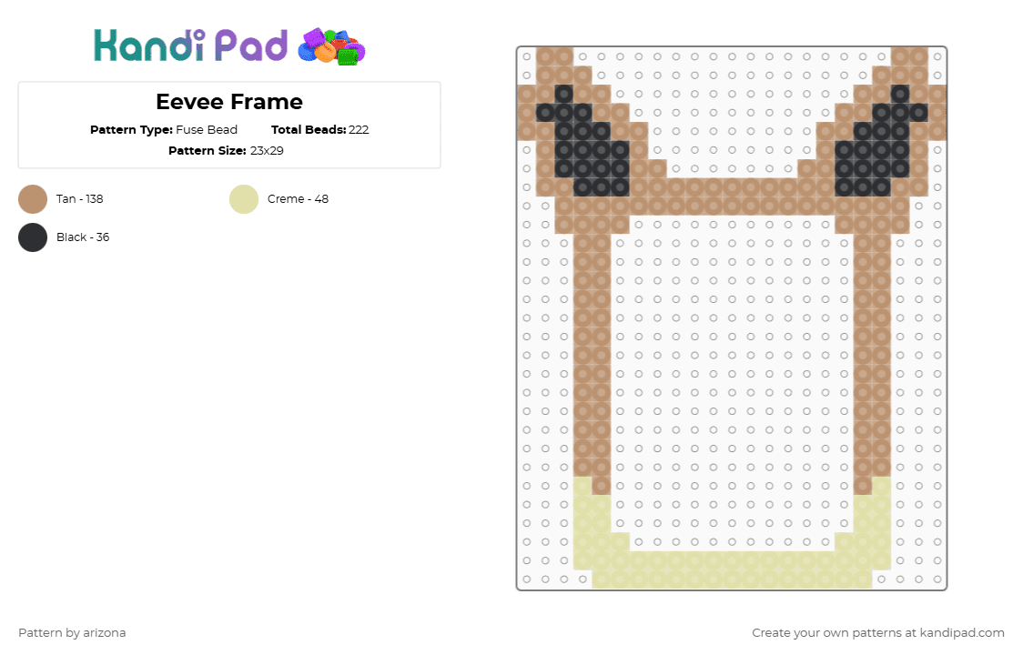 Eevee Frame Fuse Bead Pattern - Kandi Pad | Kandi Patterns, Fuse Bead ...