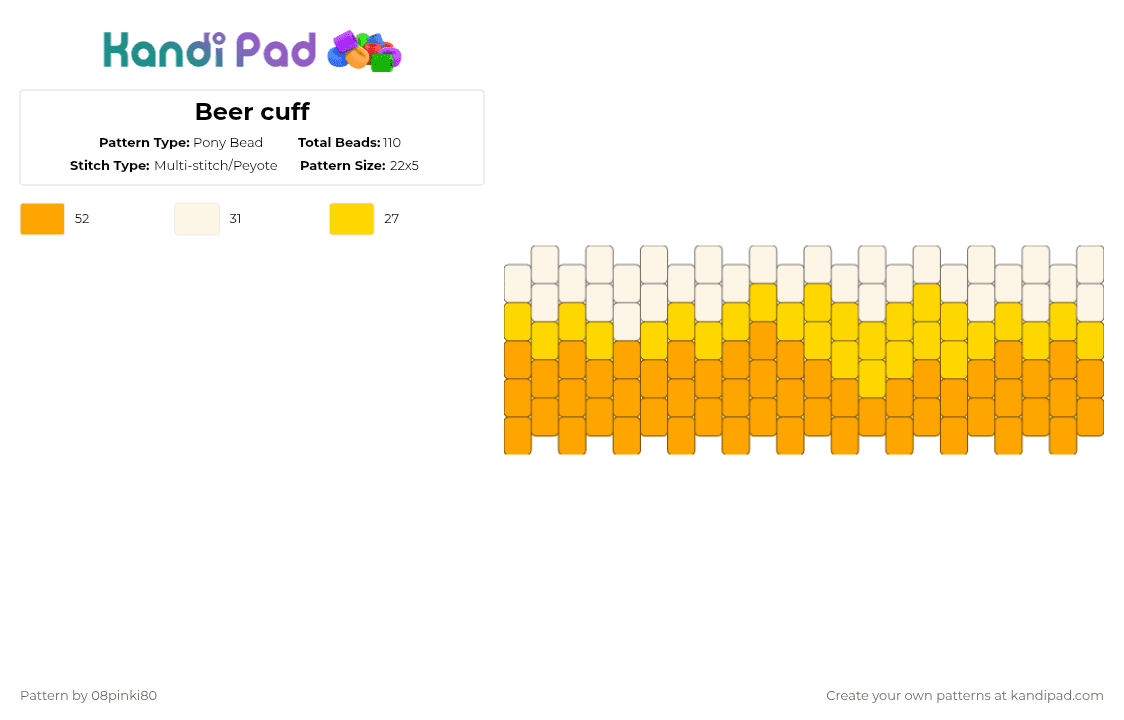 Beer cuff Pony Bead Pattern - Kandi Pad | Kandi Patterns, Fuse Bead ...