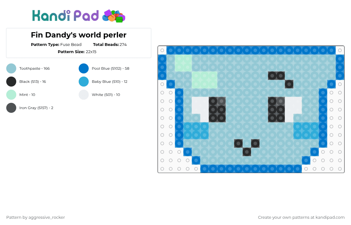 Fin Dandy's world perler Fuse Bead Pattern - Kandi Pad | Kandi Patterns ...