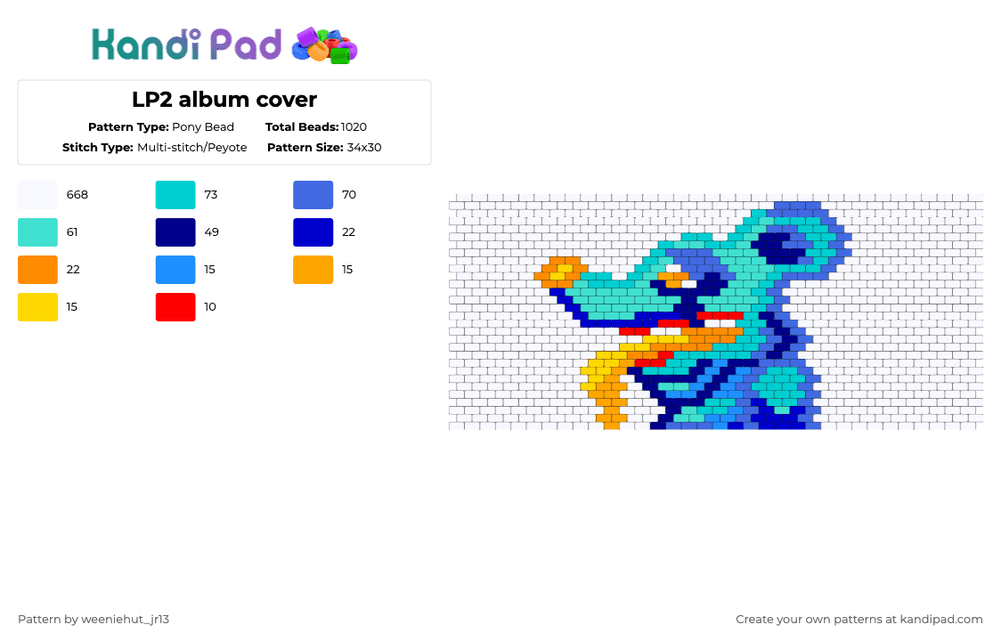 LP2 album cover Pony Bead Pattern - Kandi Pad | Kandi Patterns, Fuse ...