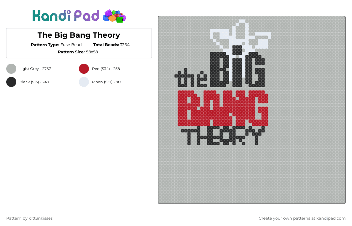 The Big Bang Theory Fuse Bead Pattern - Kandi Pad | Kandi Patterns ...