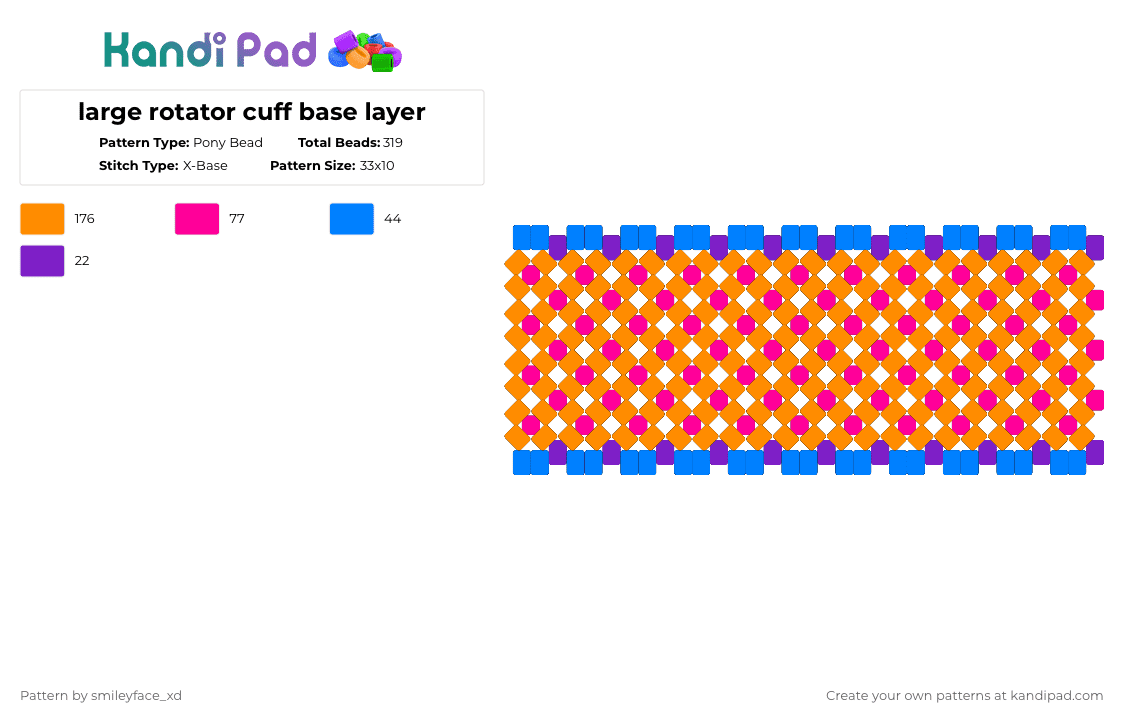 Large rotator cuff base layer Pony Bead Pattern - Kandi Pad | Kandi ...
