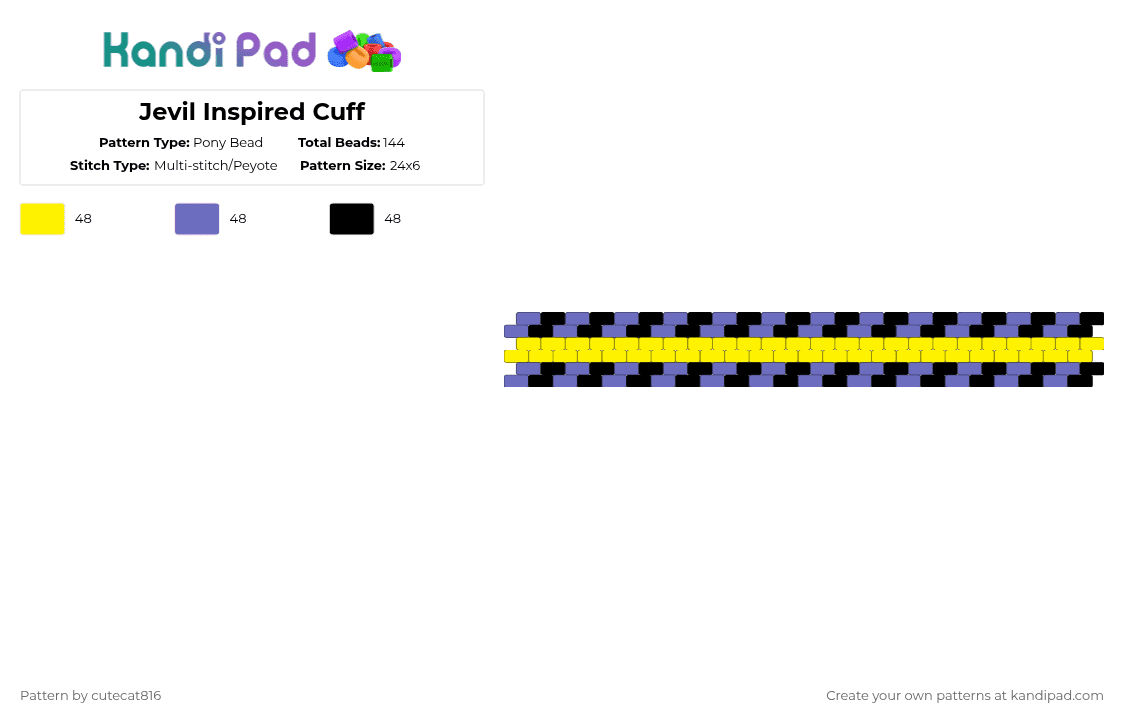 Jevil Inspired Cuff Pony Bead Pattern - Kandi Pad | Kandi Patterns ...
