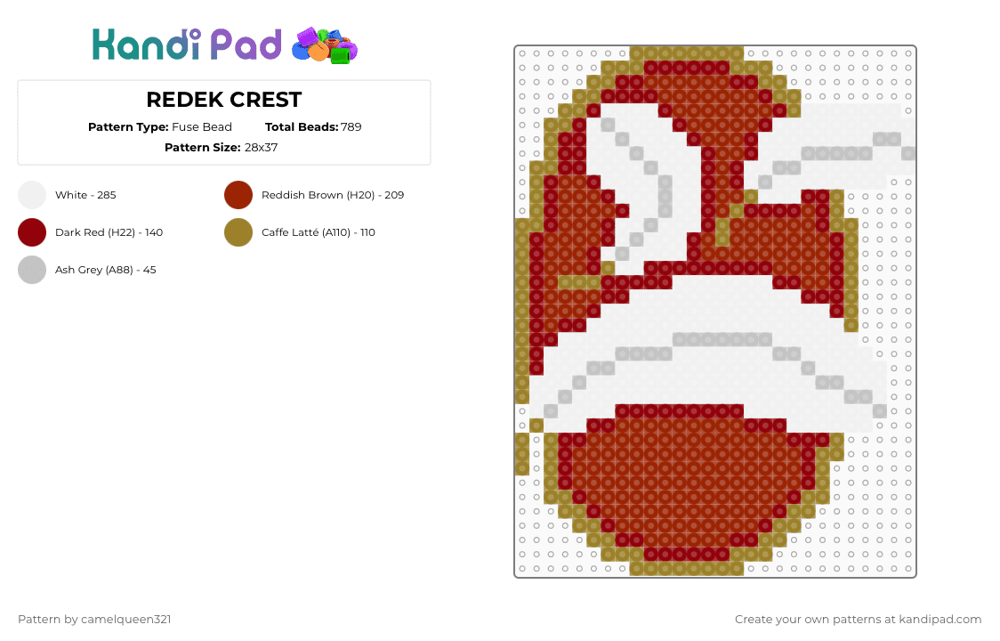 REDEK CREST Fuse Bead Pattern - Kandi Pad | Kandi Patterns, Fuse Bead ...