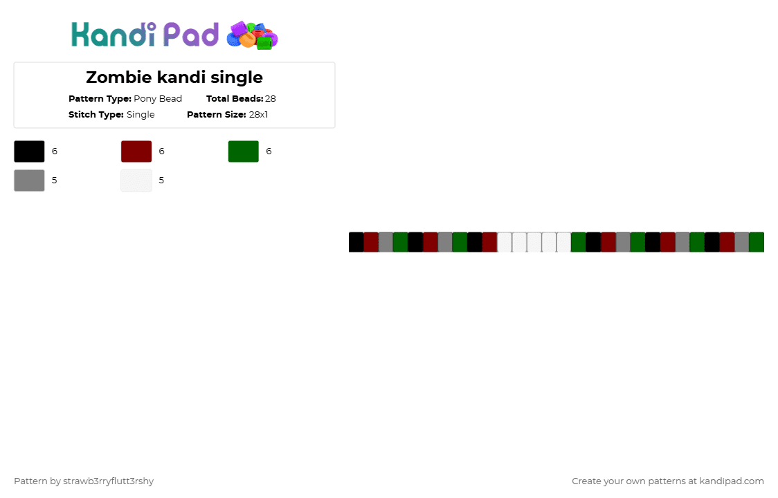 Zombie kandi single (NOT FREE TO USE) Pony Bead Pattern - Kandi Pad ...