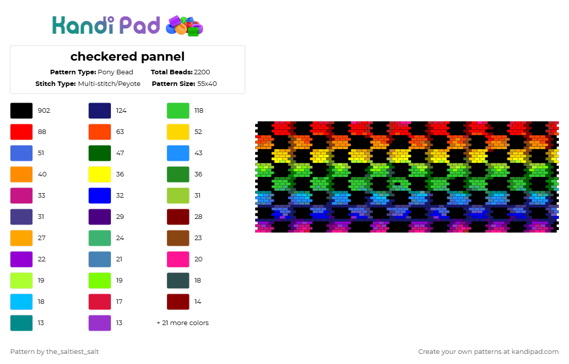 Checkered pannel Pony Bead Pattern - Kandi Pad | Kandi Patterns, Fuse ...