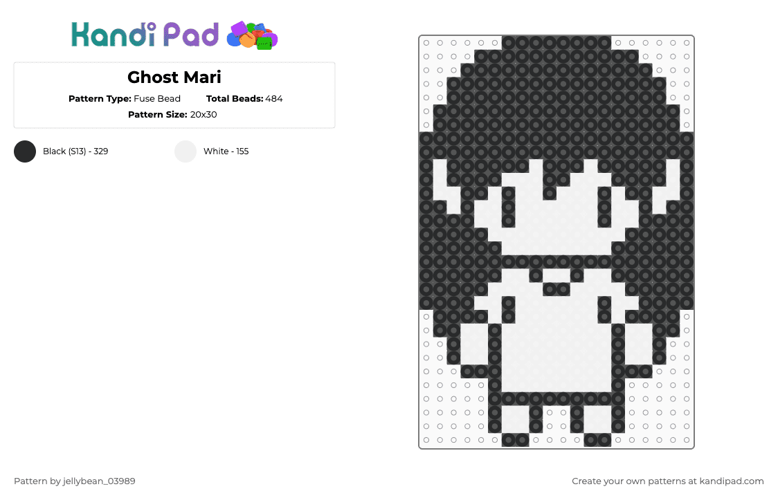 Ghost Mari Fuse Bead Pattern - Kandi Pad | Kandi Patterns, Fuse Bead ...